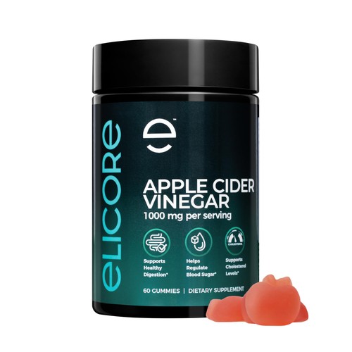 ELICORE Apple Cider Vinegar Gummies 1000mg Metabolism Booster ACV ...