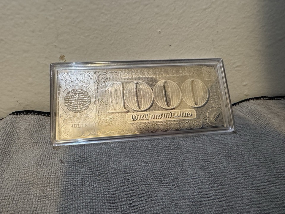 4 oz .999 Fine Silver Bar $1000 US Bill Design One Thousand Dollar ...