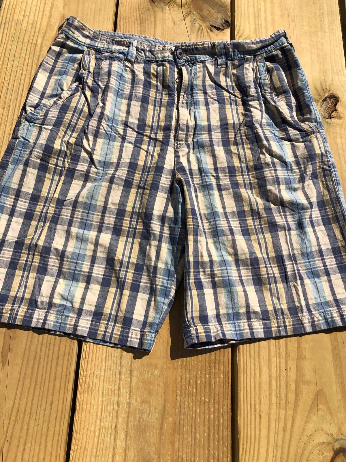 Mens Size 36 BCC Yellow, Blue With Green Plaid Shorts | eBay
