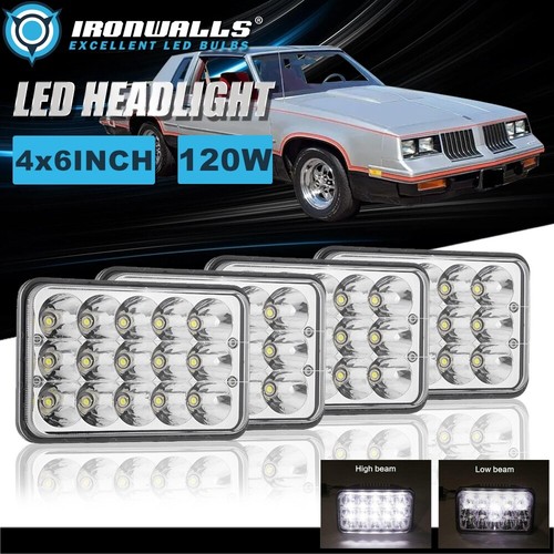 For Oldsmobile Delta 88 1976-86 4Pcs 4X6" Chrome LED Headlights Hi-Lo ...