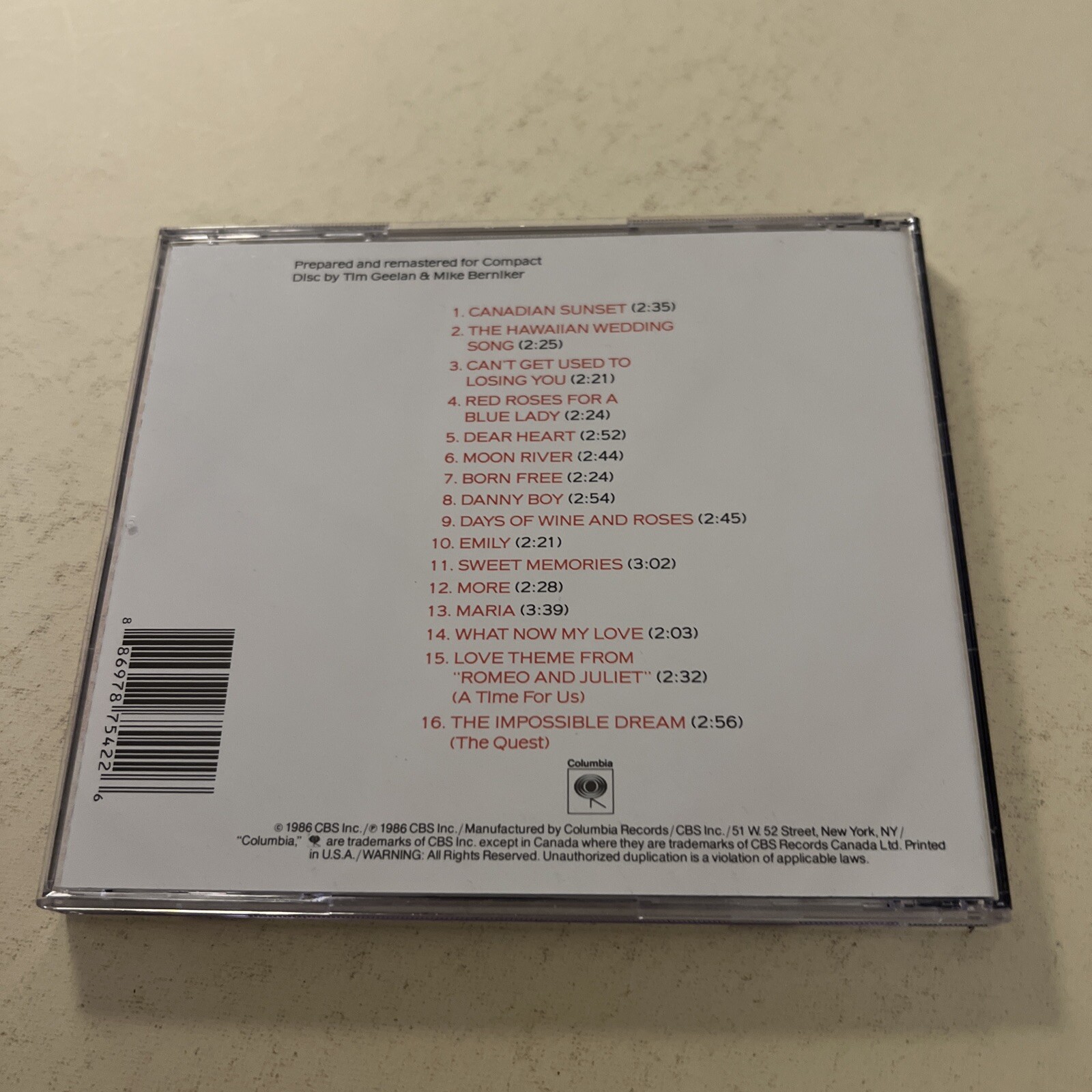 Andy Williams 16 Most Requested Songs Music CD 886978754127| eBay