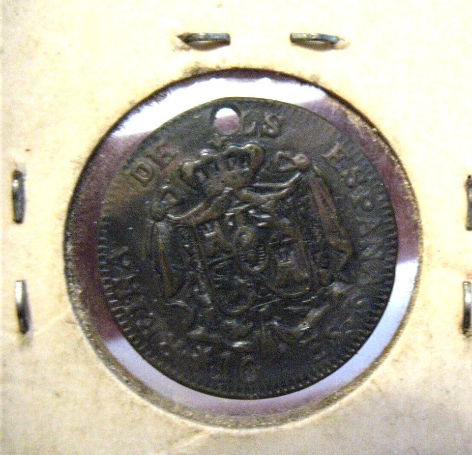 1868 SPANISH TOKEN COIN 10 CENTIMOS OF ISABELLA II | eBay