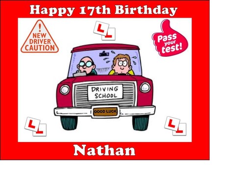 Personalised Learner Driver 17th birthday L plates edible cake topper ...