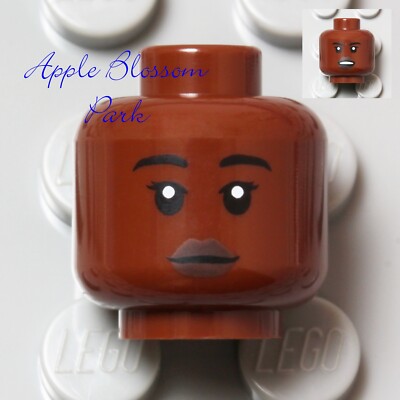 NEW Lego Female Brown Dark FLESH MINIFIG HEAD - Girl Smile w/Black ...