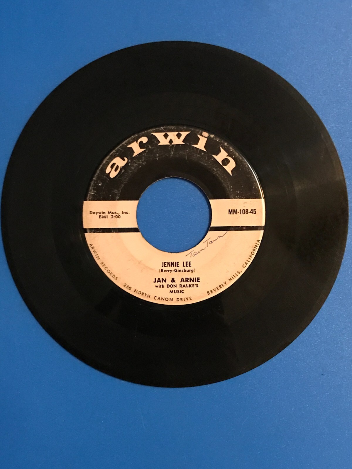 JAN & ARNIE : Jennie Lee / Gotta Getta Date ARWIN MM-108-45 45RPM 1958 | eBay