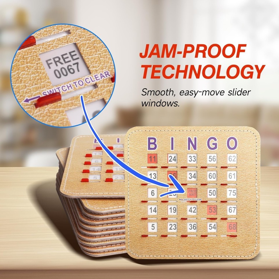 200-Pack Stitched Reusable Shutter Slide Bingo Cards with Shutter Clear ...
