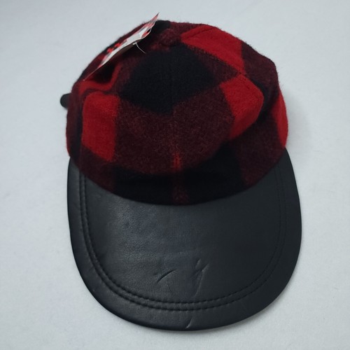 Vintage Hunting Hat Cap Longbill Red Buffalo Plaid Wool Leather USA ...
