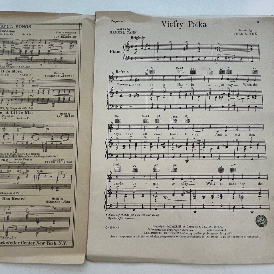 1943 Vict'ry Polka Sheet Music WWII Samuel Cahn Jule Styne V1-8 | eBay