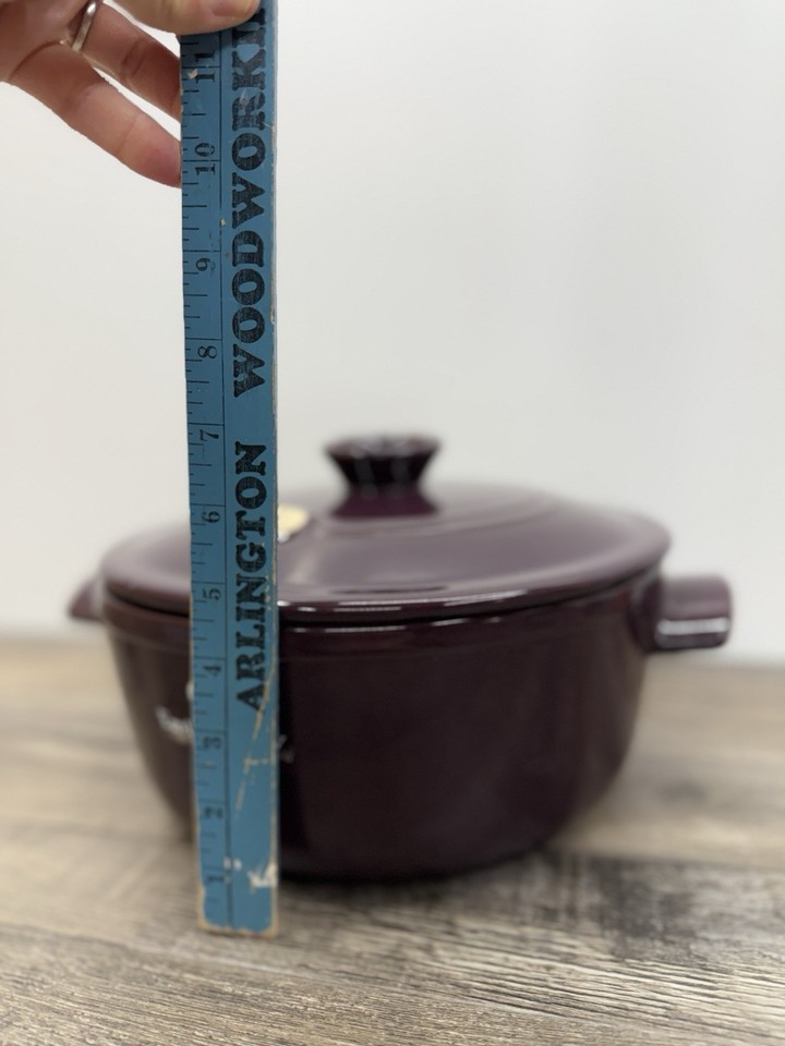 Emile Henry 4.2qt Ceramic Round Stewpot Dutch Oven w/ Lid Aubergine ...