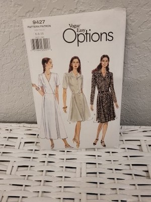 VOGUE EASY OPTIONS VINTAGE PATTERN 9427 WOMEN'S DRESSES SIZE 6-8-10 NEW ...