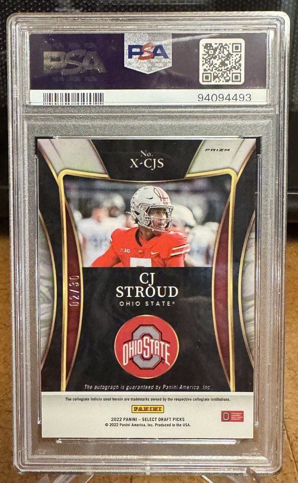 CJ STROUD AUTO /30 2022 SELECT X/F ORANGE PULSAR PRIZM ROOKIE TEXANS ...