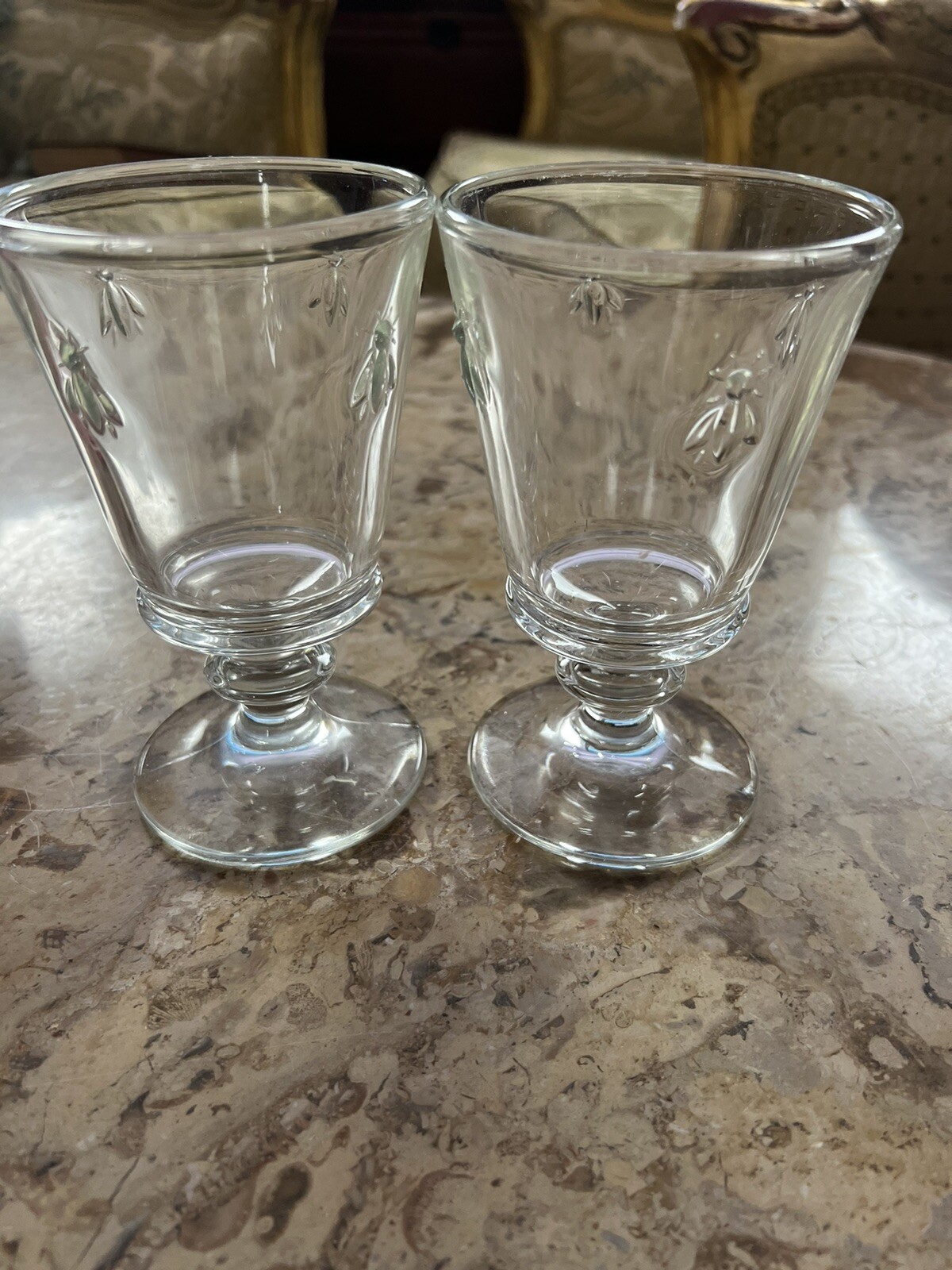 Set Of 2 La Rochere Large Footed Wine Glasses Bee Glasses Goblets 8 Oz ...