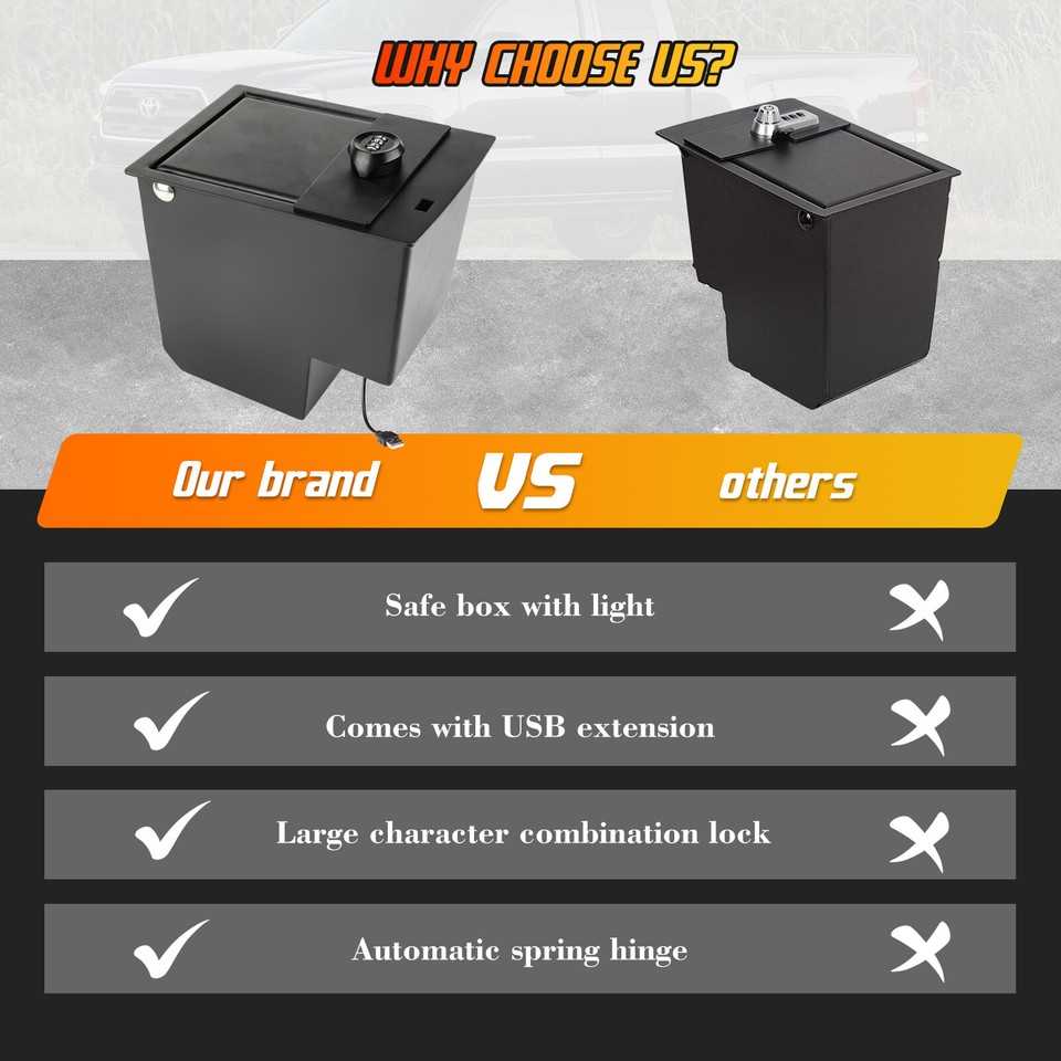 Center Console Storage Box Gun Safe Box 00016-86184 For 2010-2024 ...