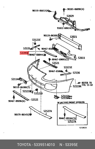 Genuine OE seal, hood to front end panel, 53399514010 for TOYOTA 53395 ...