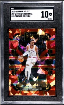 2023 SELECT #87 VICTOR WEMBANYAMA Rookie Card RC RED CRACKED ICE WEMBY ...