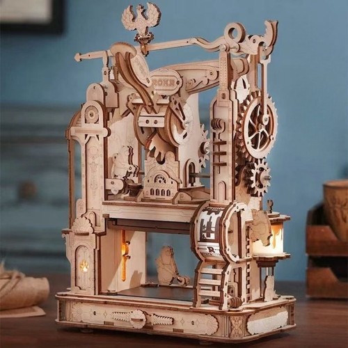 3D Wooden Puzzle Building Toys Printing Press Mechanical Model ...