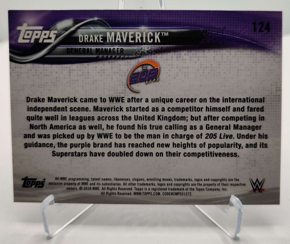 2018 Topps WWE 205 Live #124 Drake Maverick wrestling card | eBay