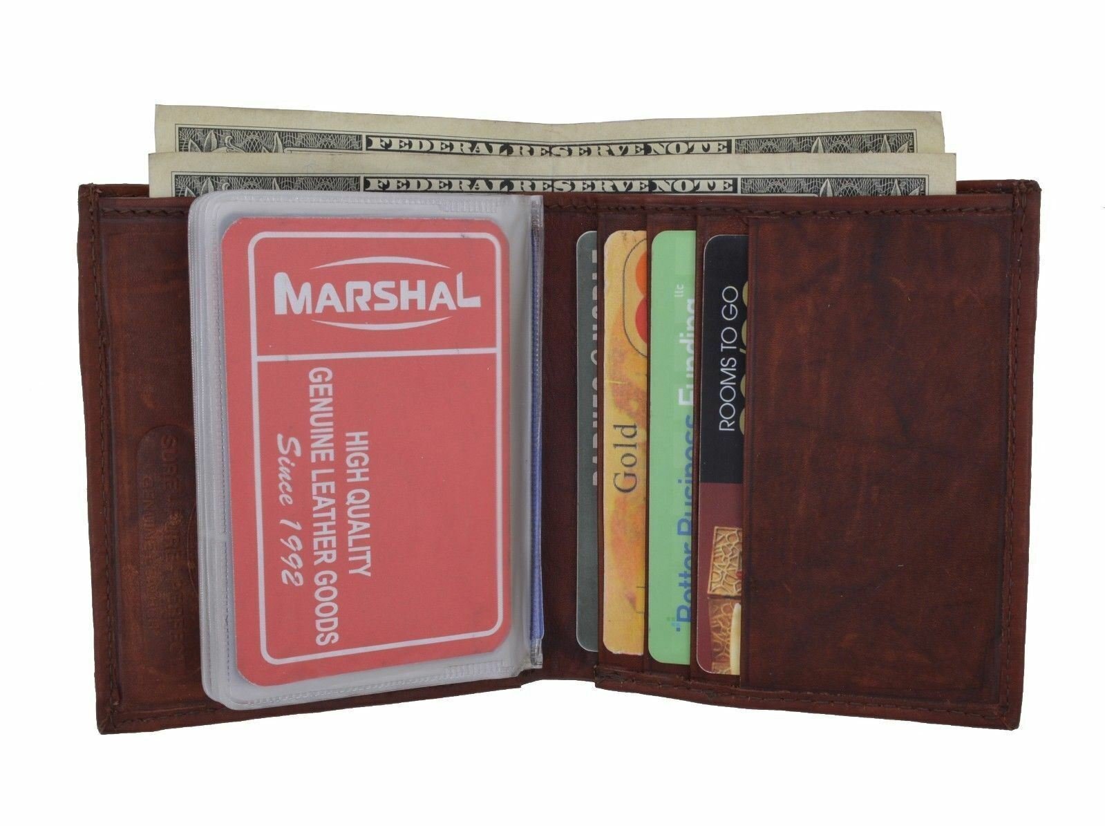 Burgundy Slim Thin Bifold Vertical Credit Card Slots Genuine Leather ...