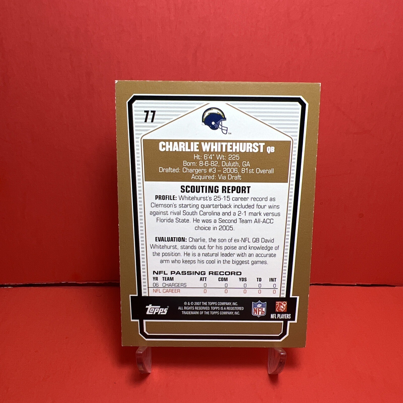 2007 Topps Draft Picks and Prospects (DPP) Charlie Whitehurst #77 NM🦄 ...