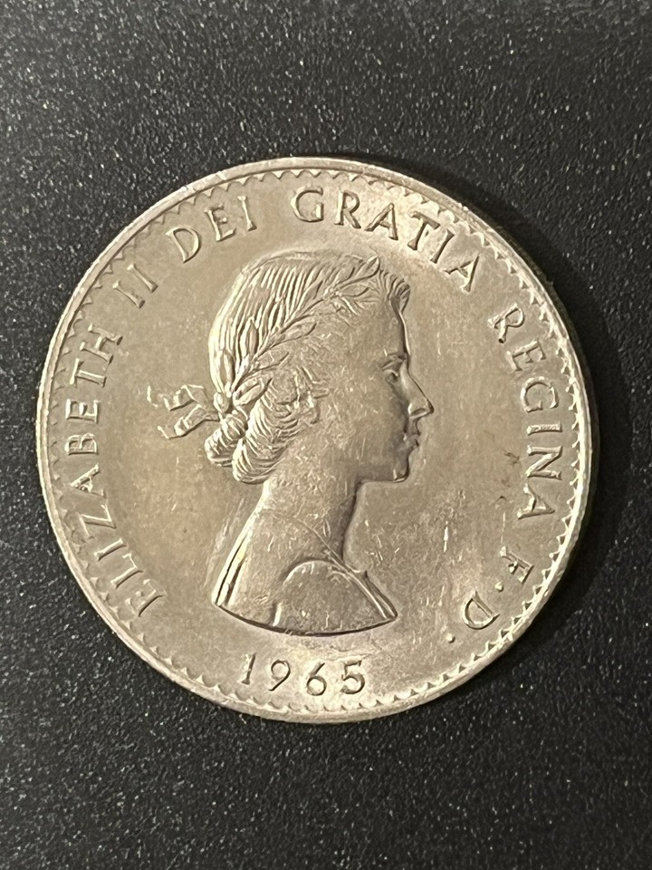 1965 Great Britain QUEEN ELIZABETH II Winston Churchill 5 Shillings ...