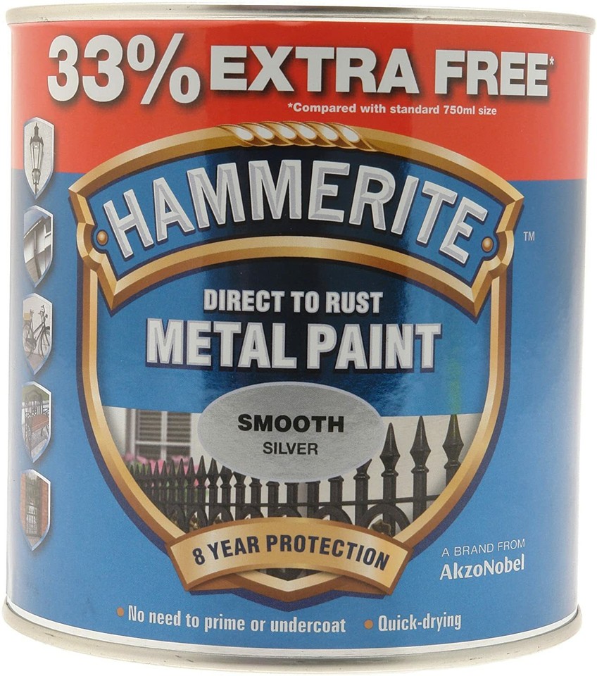 HAMMERITE DIRECT TO RUST QUICK DRYING METAL PAINT ALL COLOUR 250ML ...