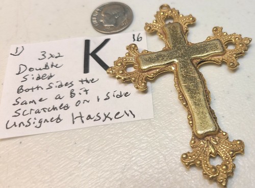 Vtg Mostly Miriam Haskell Cross Necklace Pendant Filigree Jewelry ...