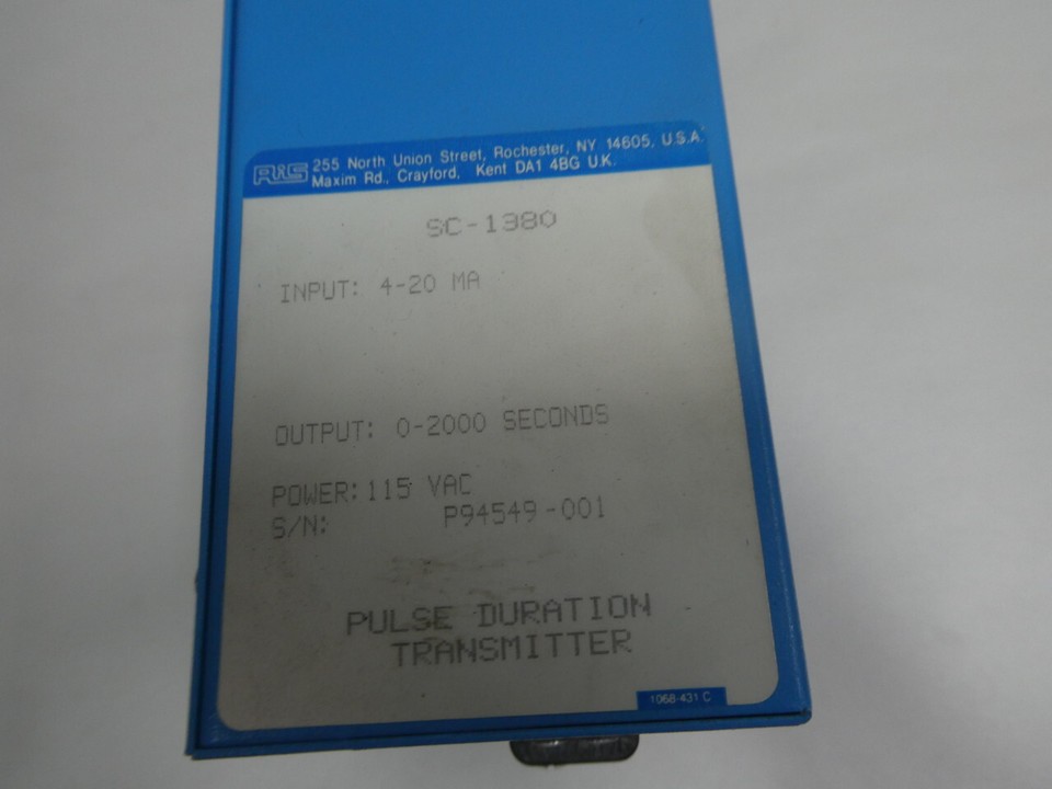 Ris SC-1380 Pulse Duration Transmitter 4-20ma 0-2000 Seconds 115v-ac | eBay