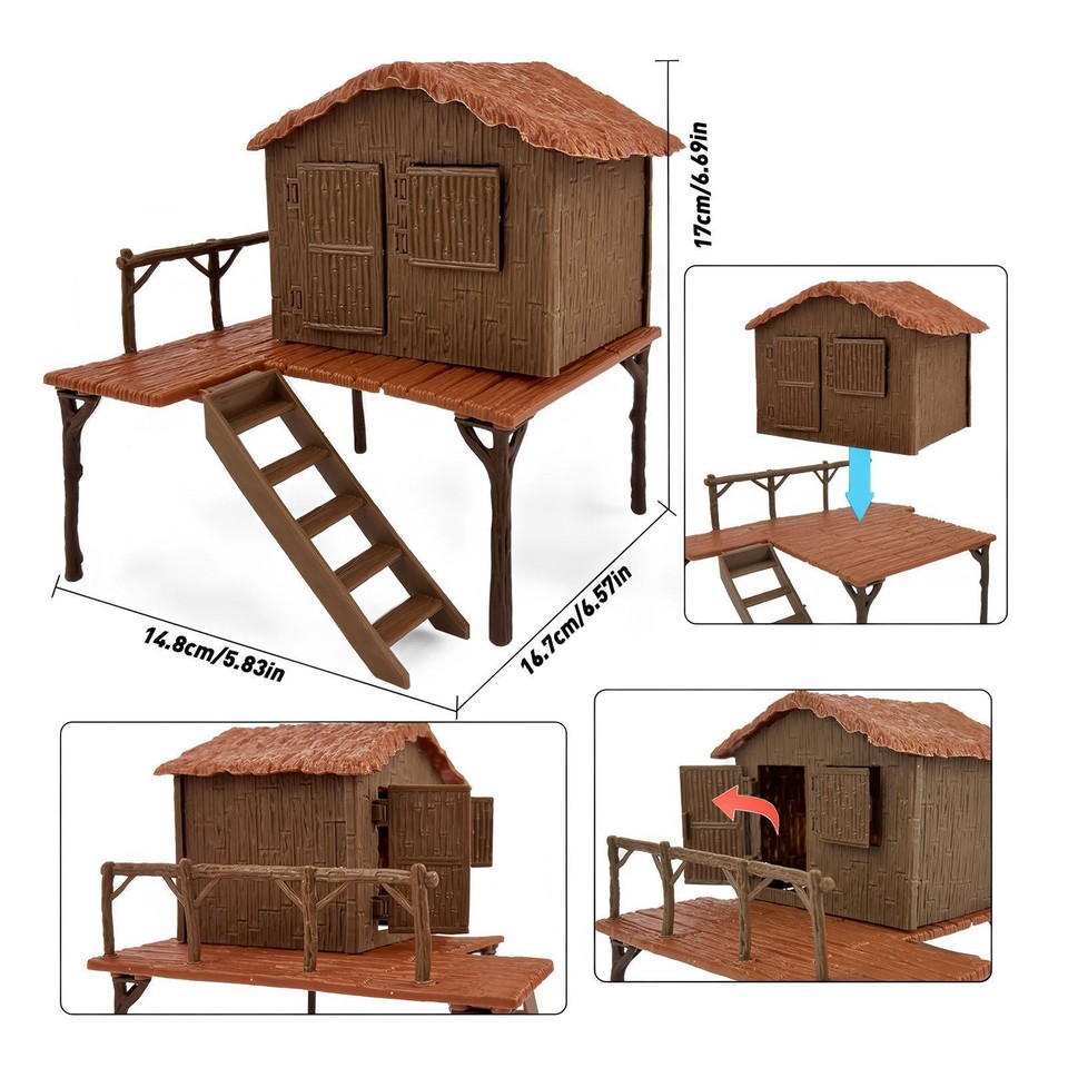 House Model Building Kit Hut Thatched Roof Cottage for Micro Landscape ...