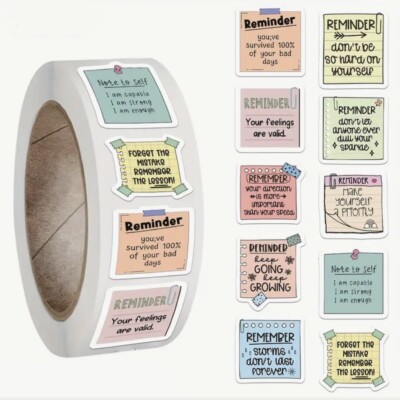 100 x Inspirational Reminders Stickers Labels 25mm X 25mm. | eBay UK