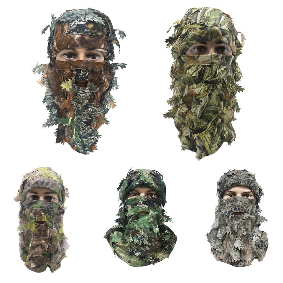 3D Camouflage Leaves Hunting Mask, Tactical Ghillie Hunters Camo Face ...
