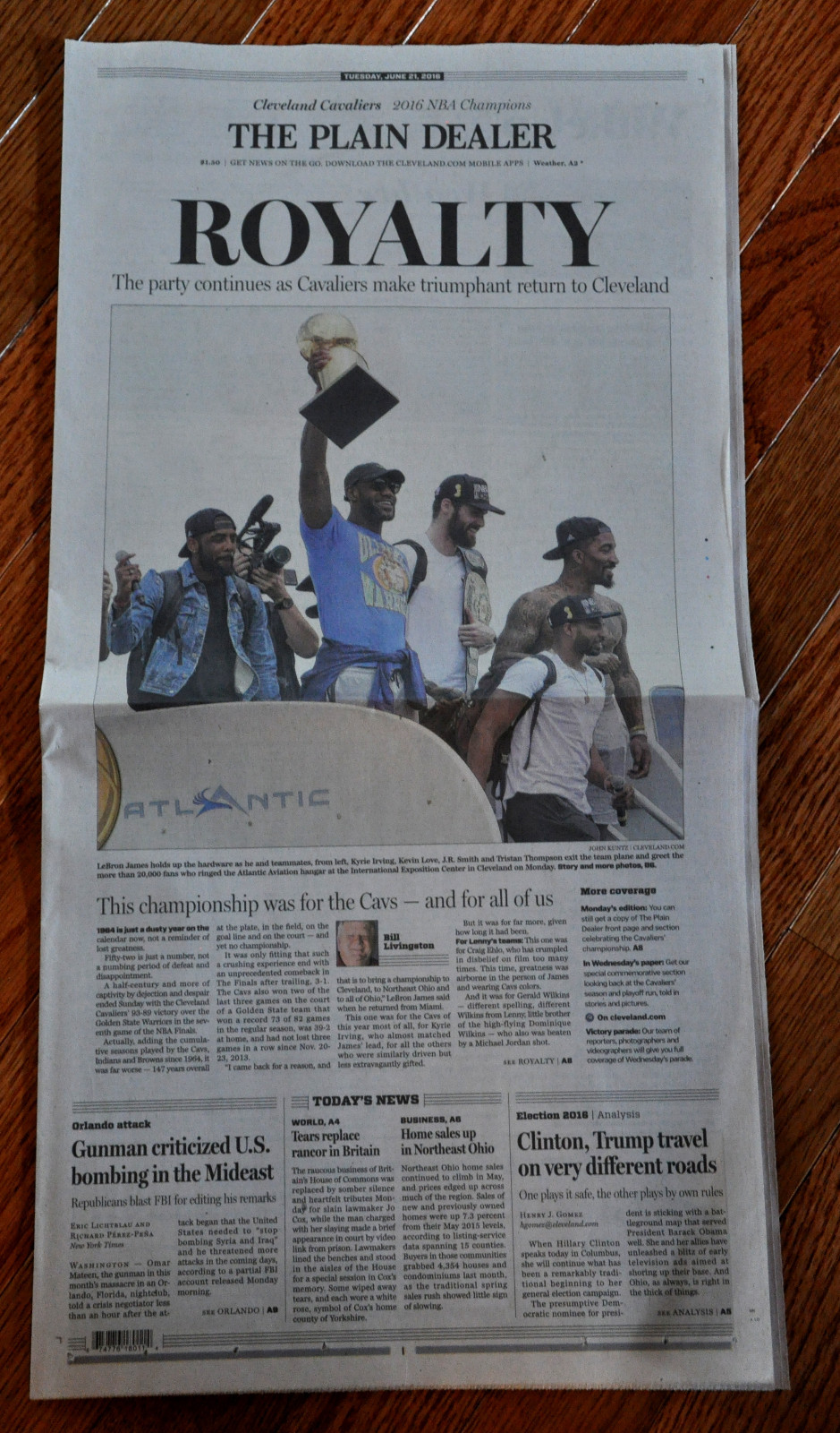CLEVELAND CAVALIERS CAVS Plain Dealer Entire Newspaper ROYALTY 2016 NBA ...