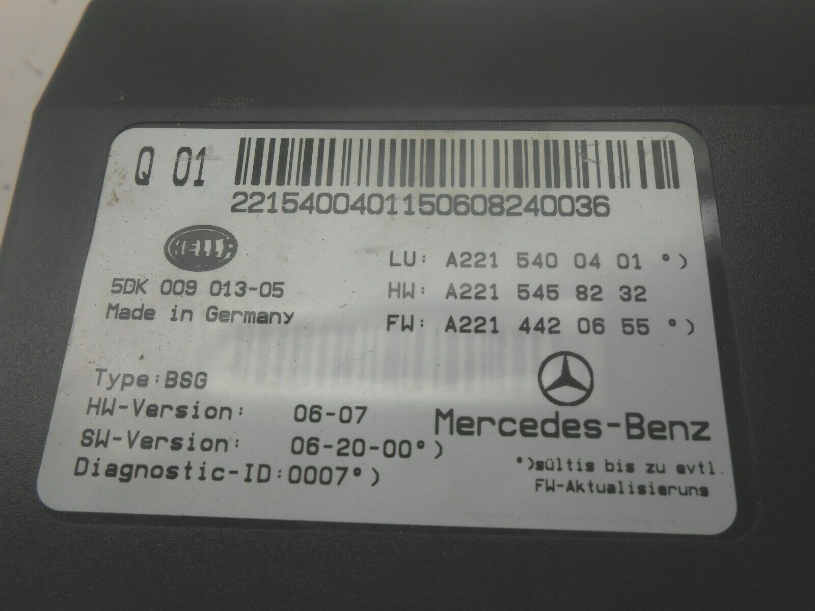 2007-2012 MERCEDES S-CLASS POWER SUPPLY CONTROL MODULE 2215400401 ...