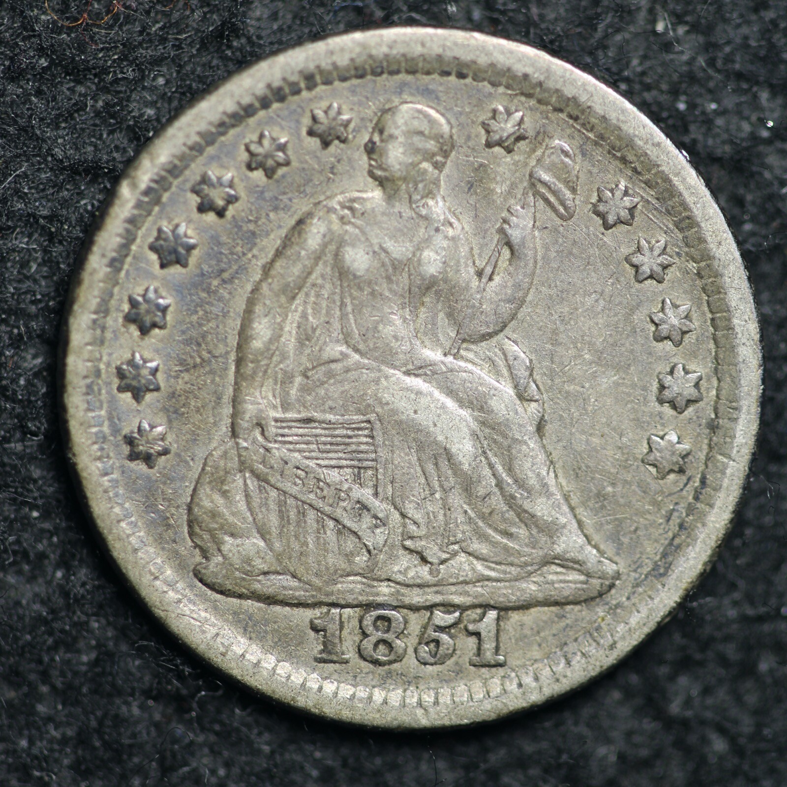 1851-O Seated Liberty Silver Half Dime CHOICE XF+ FREE SHIPPING E152 ...