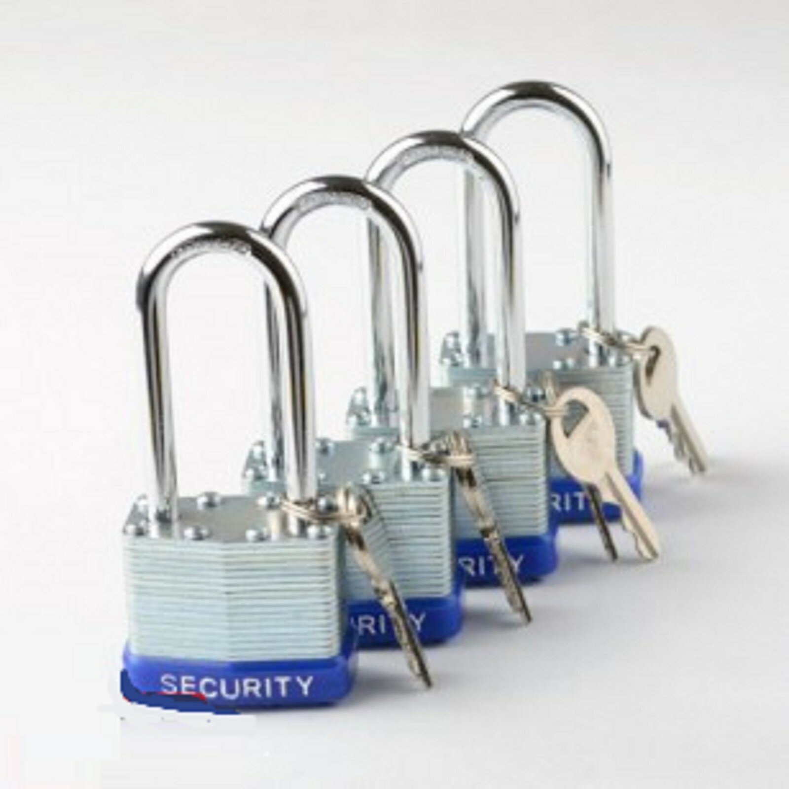 4 pc 40MM Laminated Padlock Set (Long Shank - Key Alike) | eBay