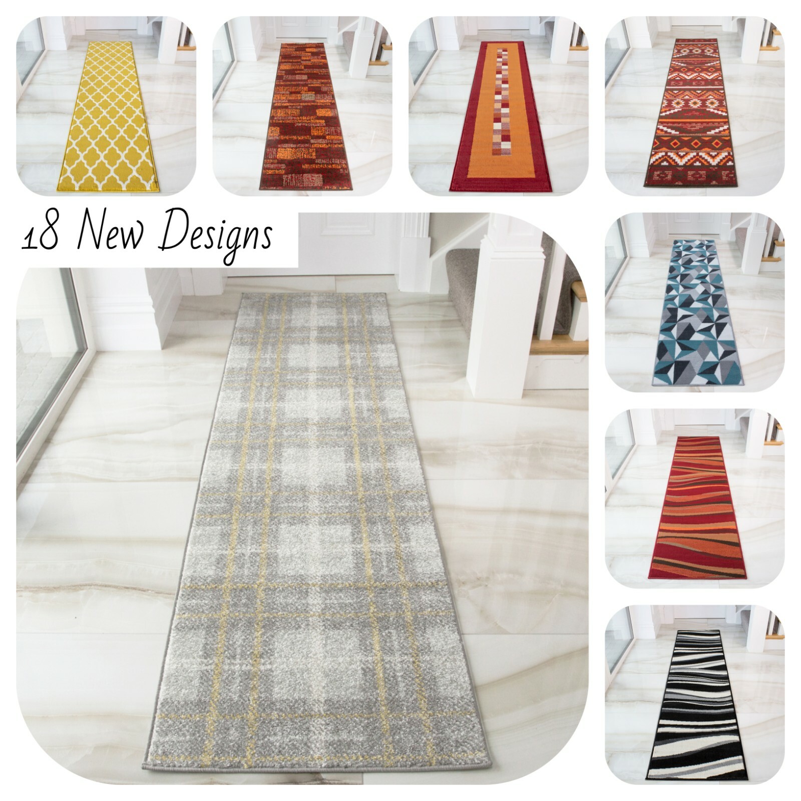 Modern Long Geometric Hallway Runner Rugs 60x240cm Narrow Hall Carpet ...
