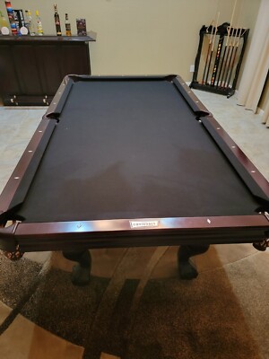 Brunswick Contender Pool Table, Cue Rack, Bar, Chair Set | eBay