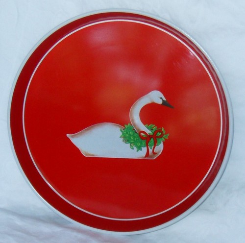 12" Round Metal Red Tray Christmas Goose Holiday 1984 Schmid Gordon ...