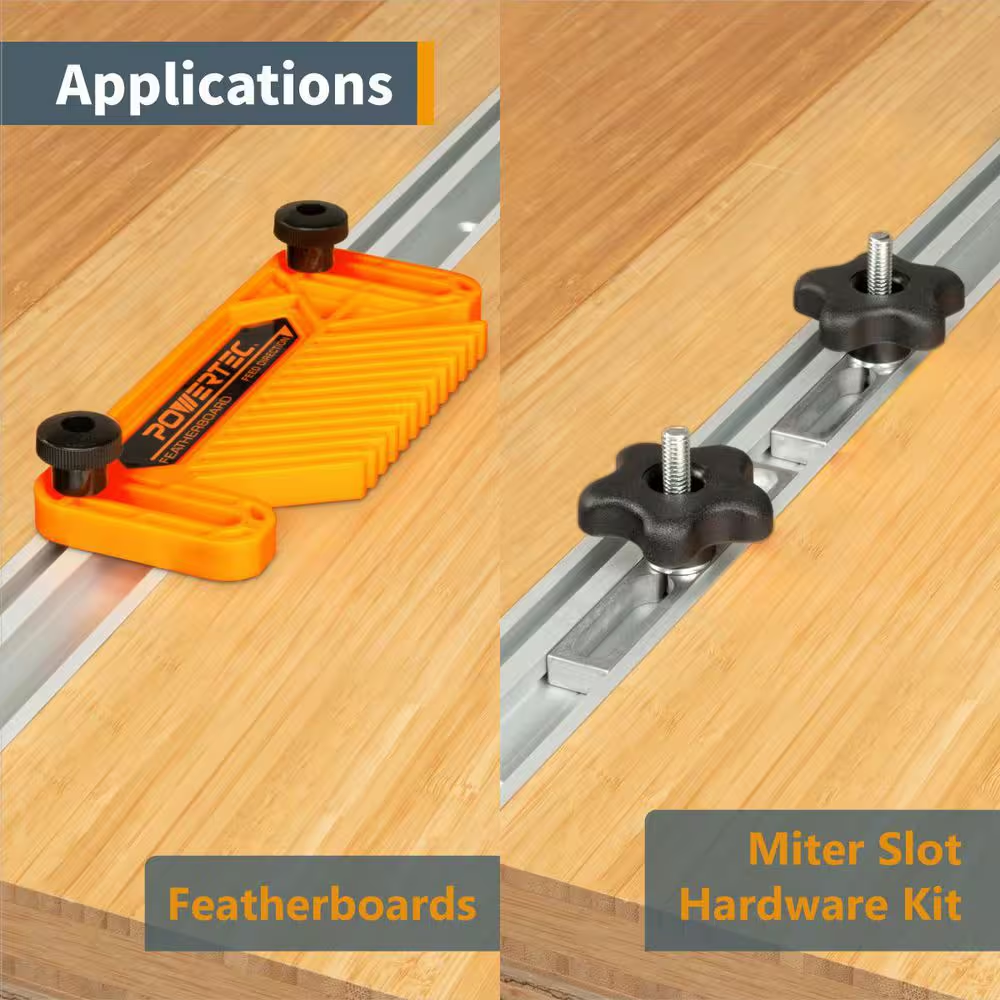 POWERTEC 32" Aluminum Combo T-Track Miter Track Dual Track Rail (71359 ...