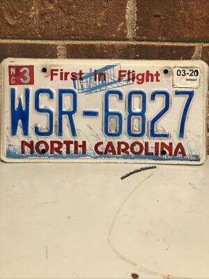 2020 North Carolina First In Flight License Plate - "WSR-6827” | eBay