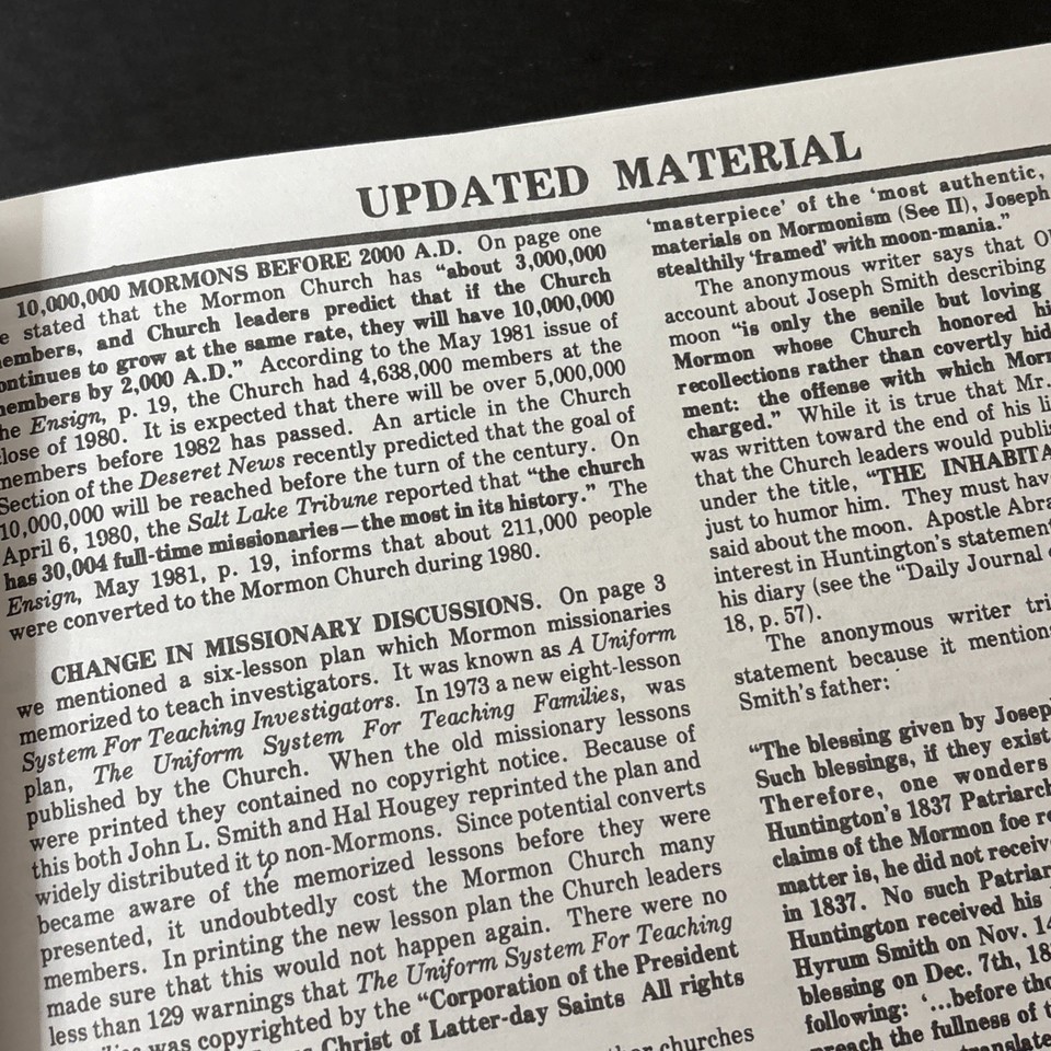 Mormonism Shadow or Reality Jerald Tanner LDS Church Fallacies ...