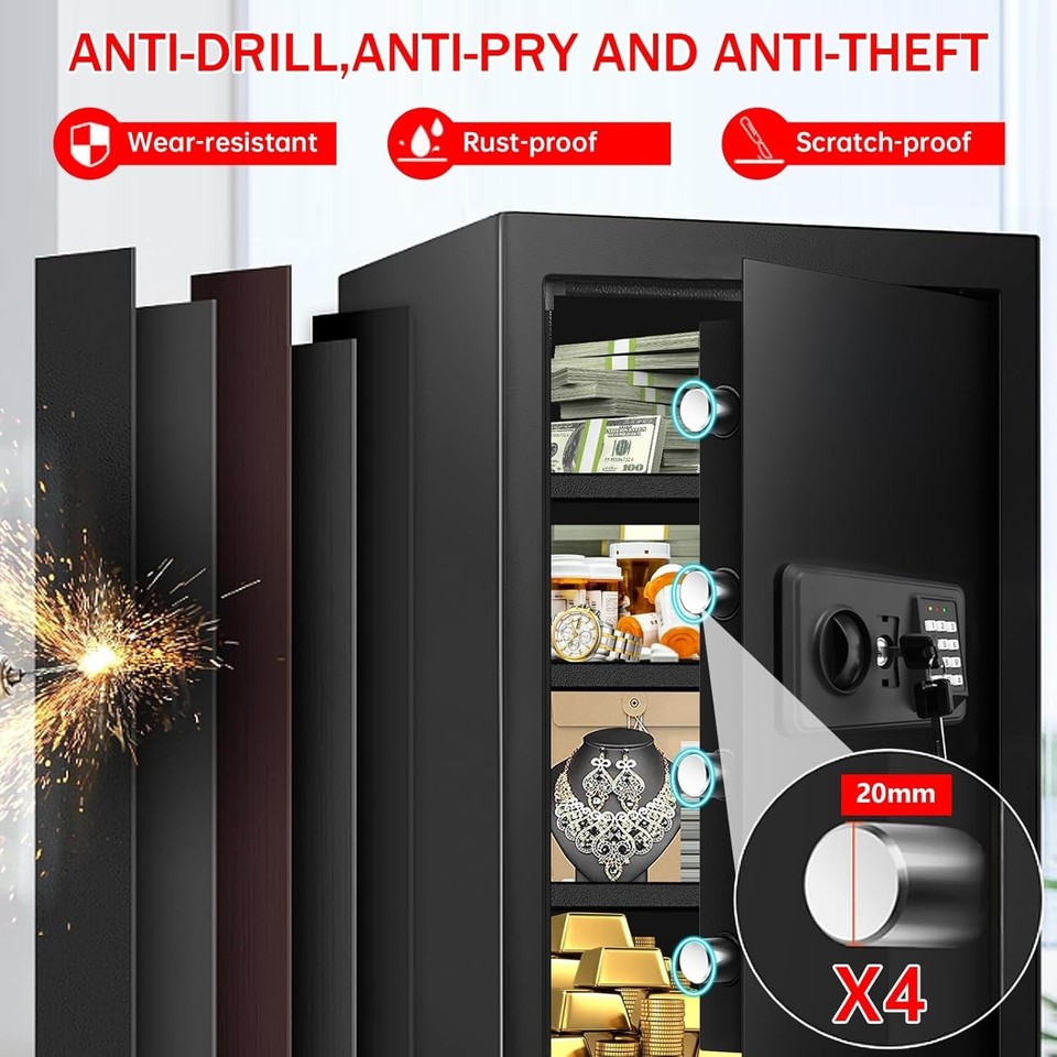 6.0 CU FT Fireproof Water-Resistant Home Safe with Alarm and ...