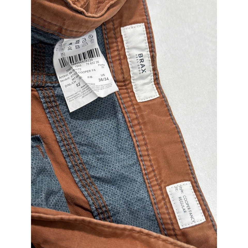 Brax Feel Good Cooper Fancy Relaxed Copper Brown Pants Men 36x34 fits ...