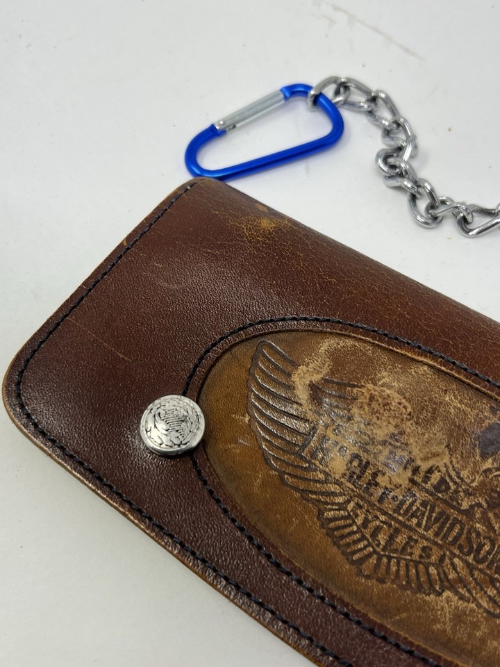 Harley Davidson Embossed Motorcycle Wallet 2 Pocket Leather Trucker ...