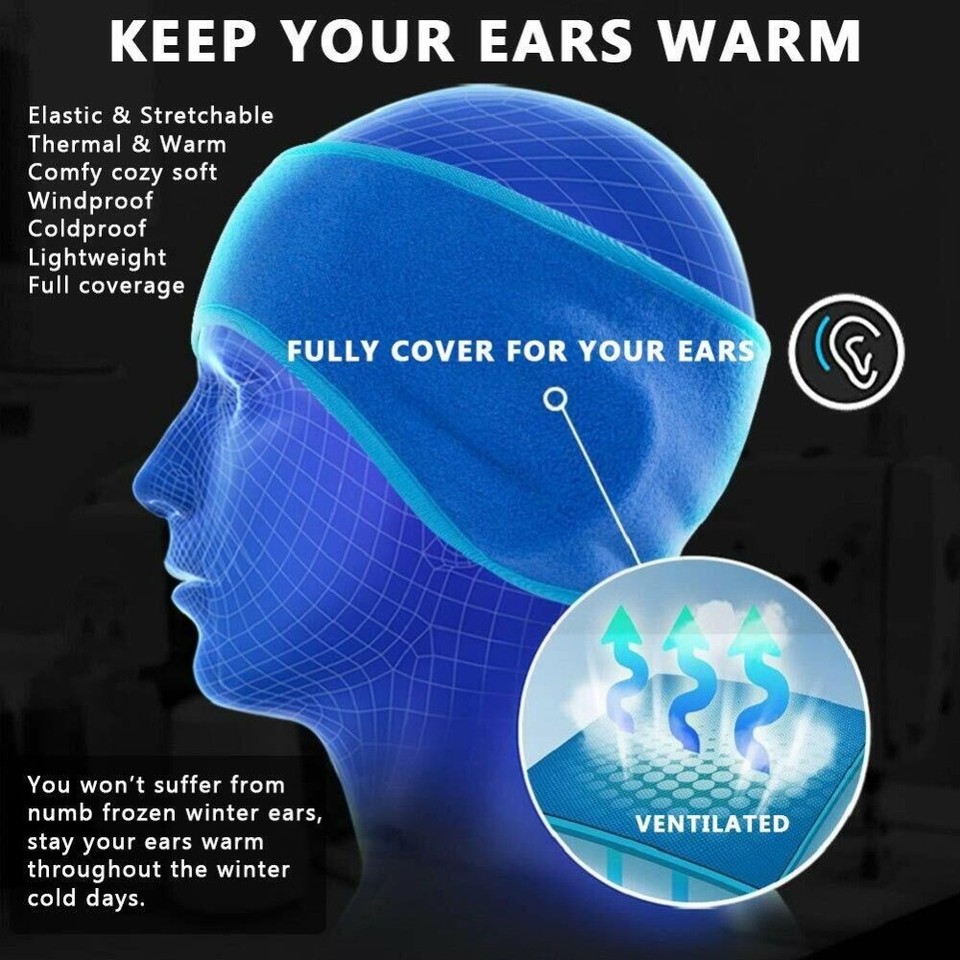 Winter Sports Ear Warmer Headband Running Fleece Thermal Earband for ...