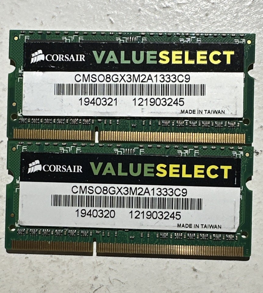 Corsair 8GB (2x4GB) PC3-10600 DDR3-1333 Laptop Ram Memory Kit ...