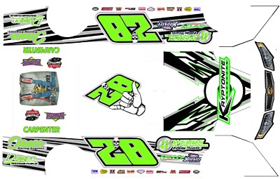 #28 Kryptonite Race Cars Crate Dirt Late Model 1/18th Scale Waterslide ...