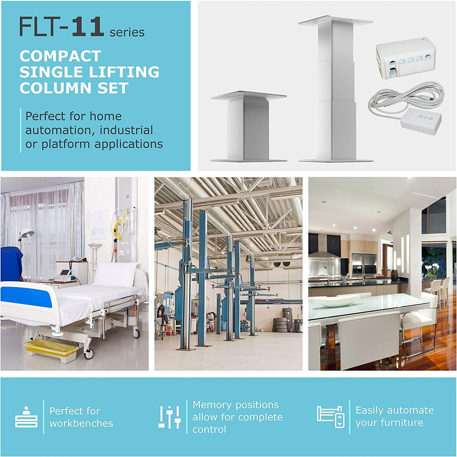 Progressive Automations FLT-11 16.5" Stroke Length Lifting Column Set ...