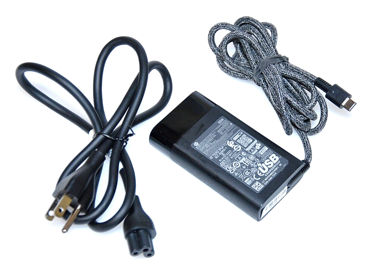 M54350-001, HP ORIGINAL AC ADAPTER 65W SLIM USB-C W/ POWER CORD GRADE A ...