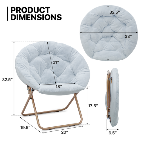 2 Pcs Folding Comfy Saucer Chair Home Relaxation Faux Fur Cozy Moon ...