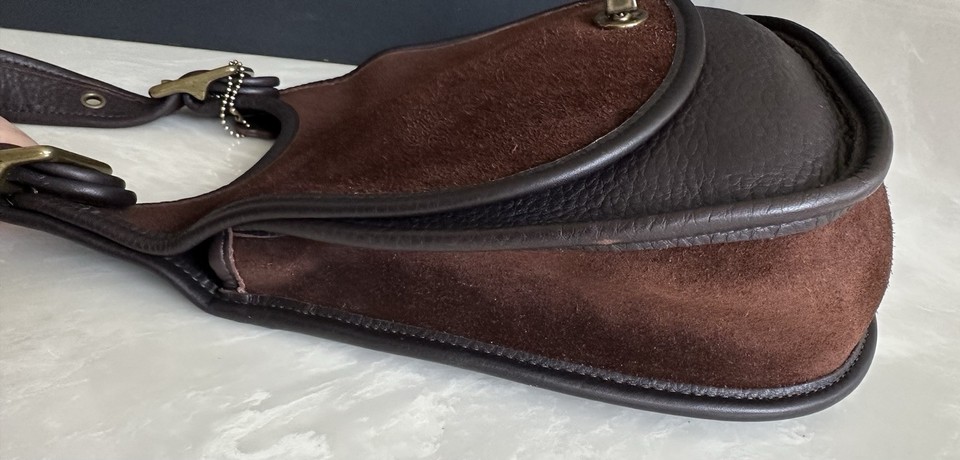 COACH VINTAGE BERKELEY 90'S MAHOGANY SUEDE & LEATHER SADDLE BAG 9014 ...